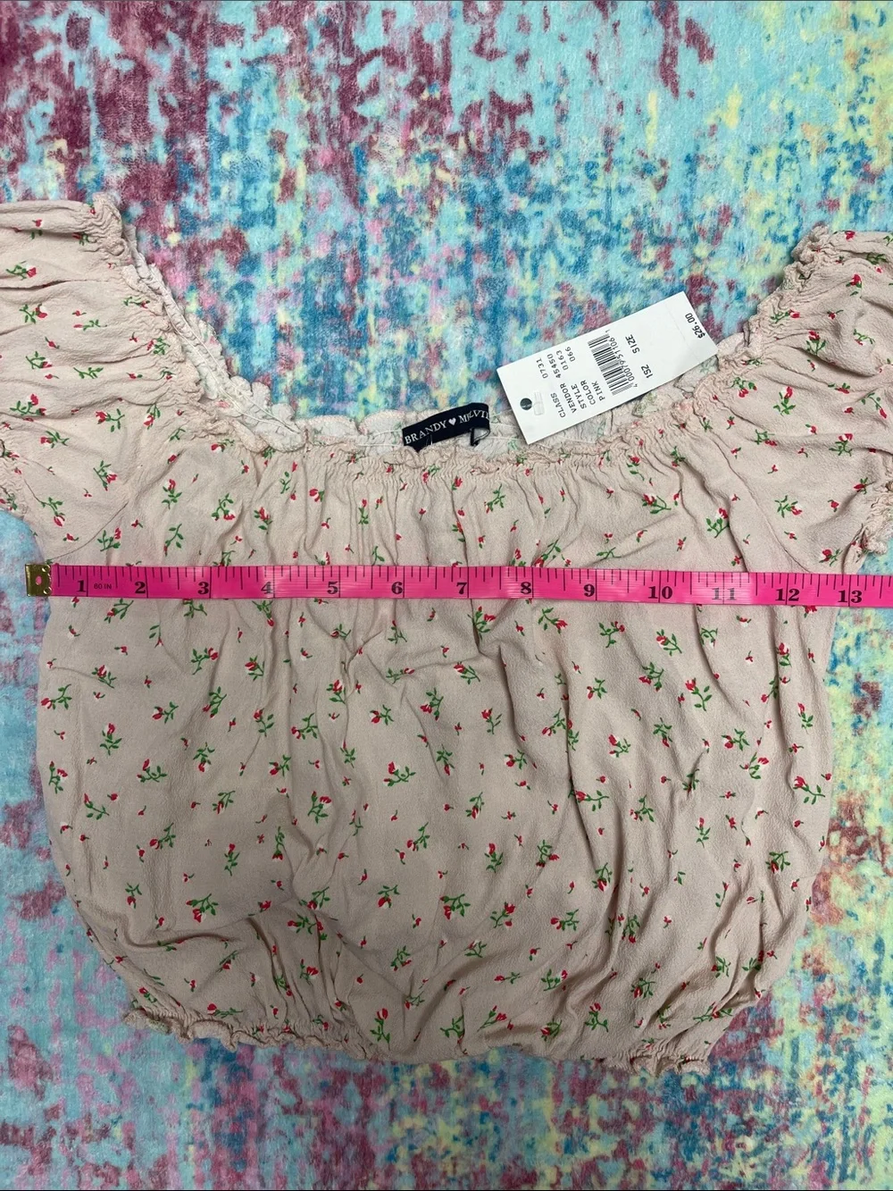 Brandy Melville | Tops | Brandy Melville Blush Pink Floral Puff Sleeve ...